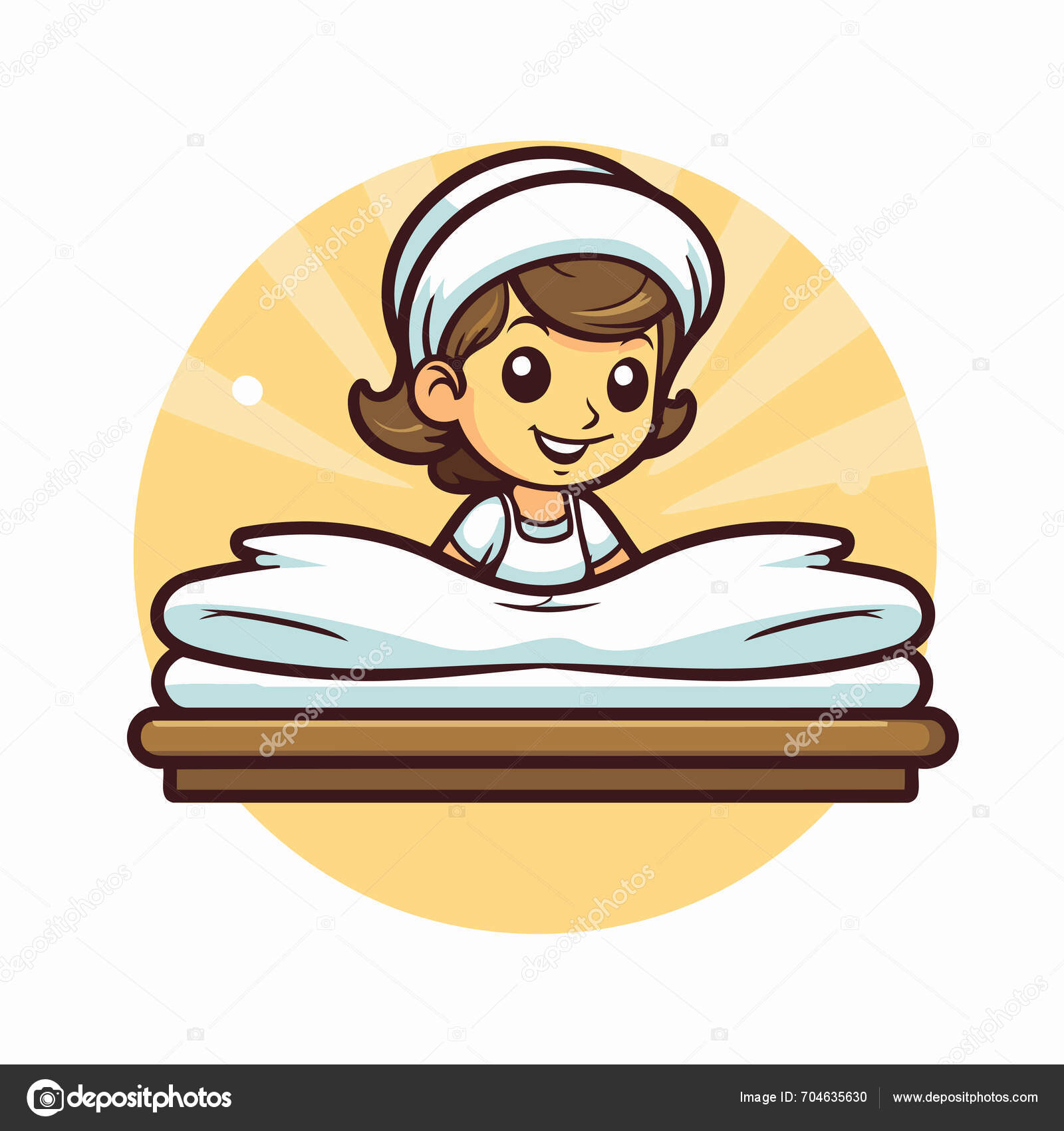Cute Girl Chef Hat Lying Bed Vector Illustration Stock Vector by ...