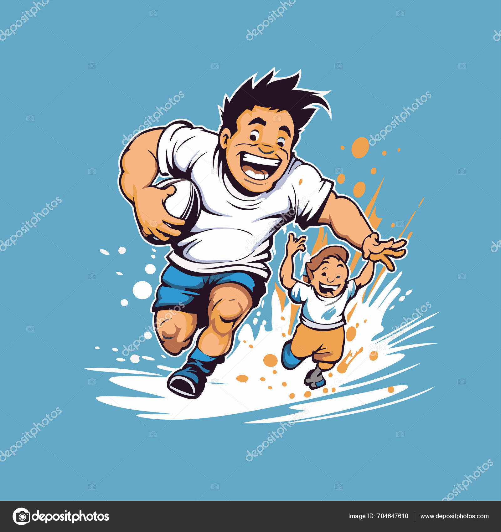 Father Son Running Jumping Vector Illustration Cartoon Style Stock ...