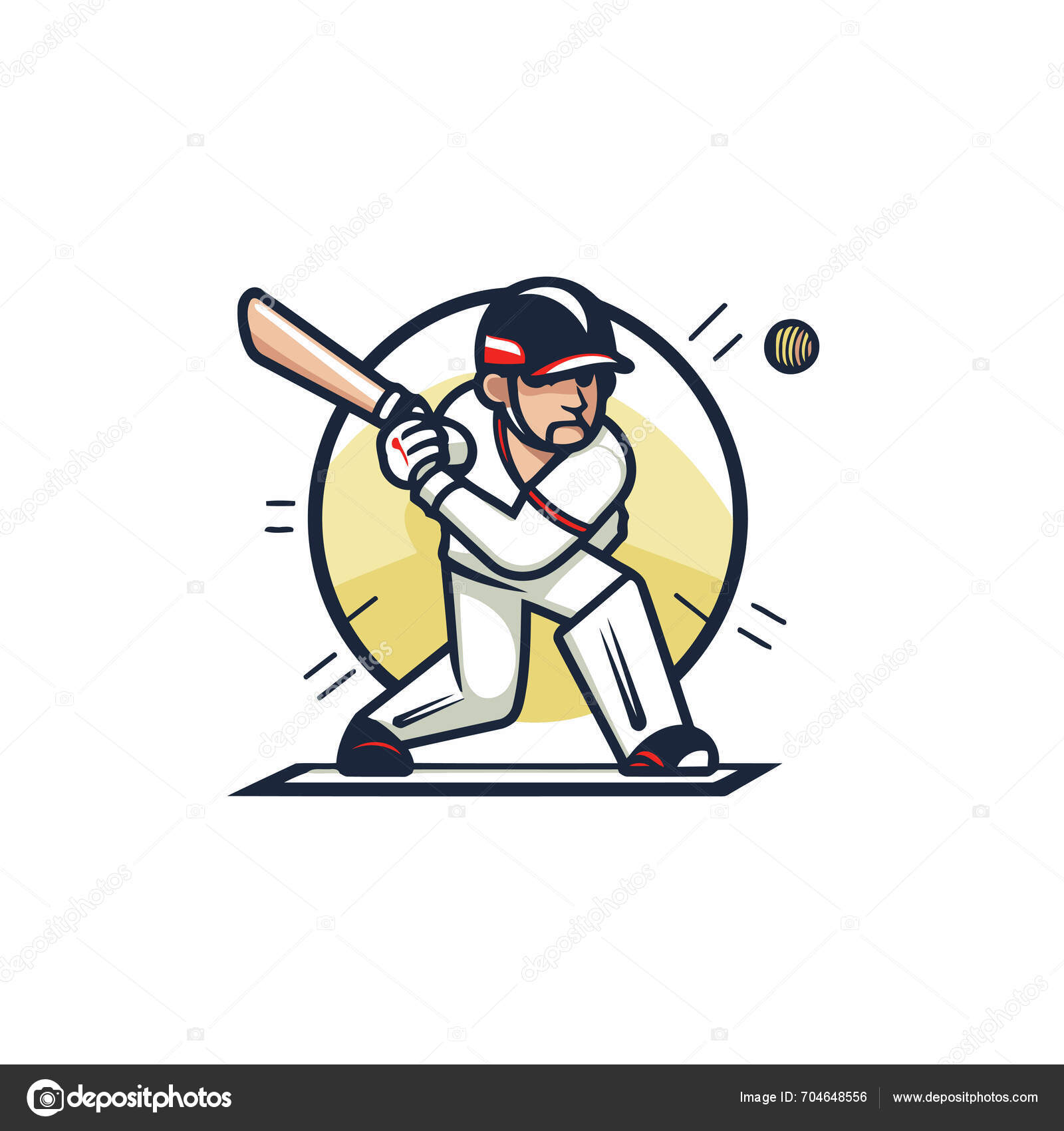 Cricket Player Hitting Ball Bat Vector Illustration Stock Vector by ...