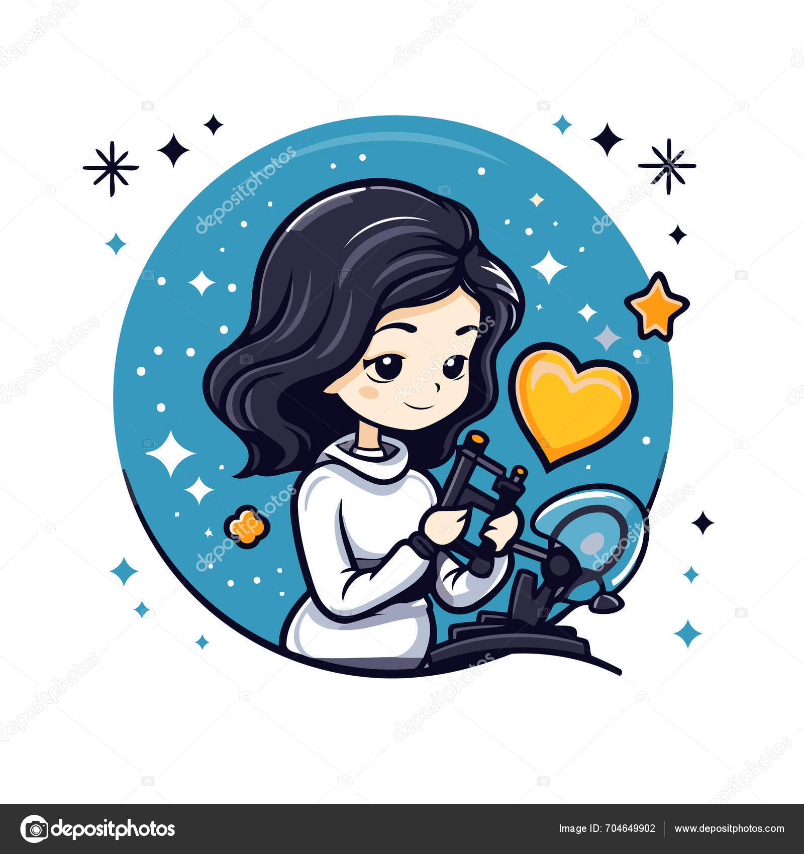 Cute Little Girl Magic Wand Heart Vector Illustration Stock Vector by ...