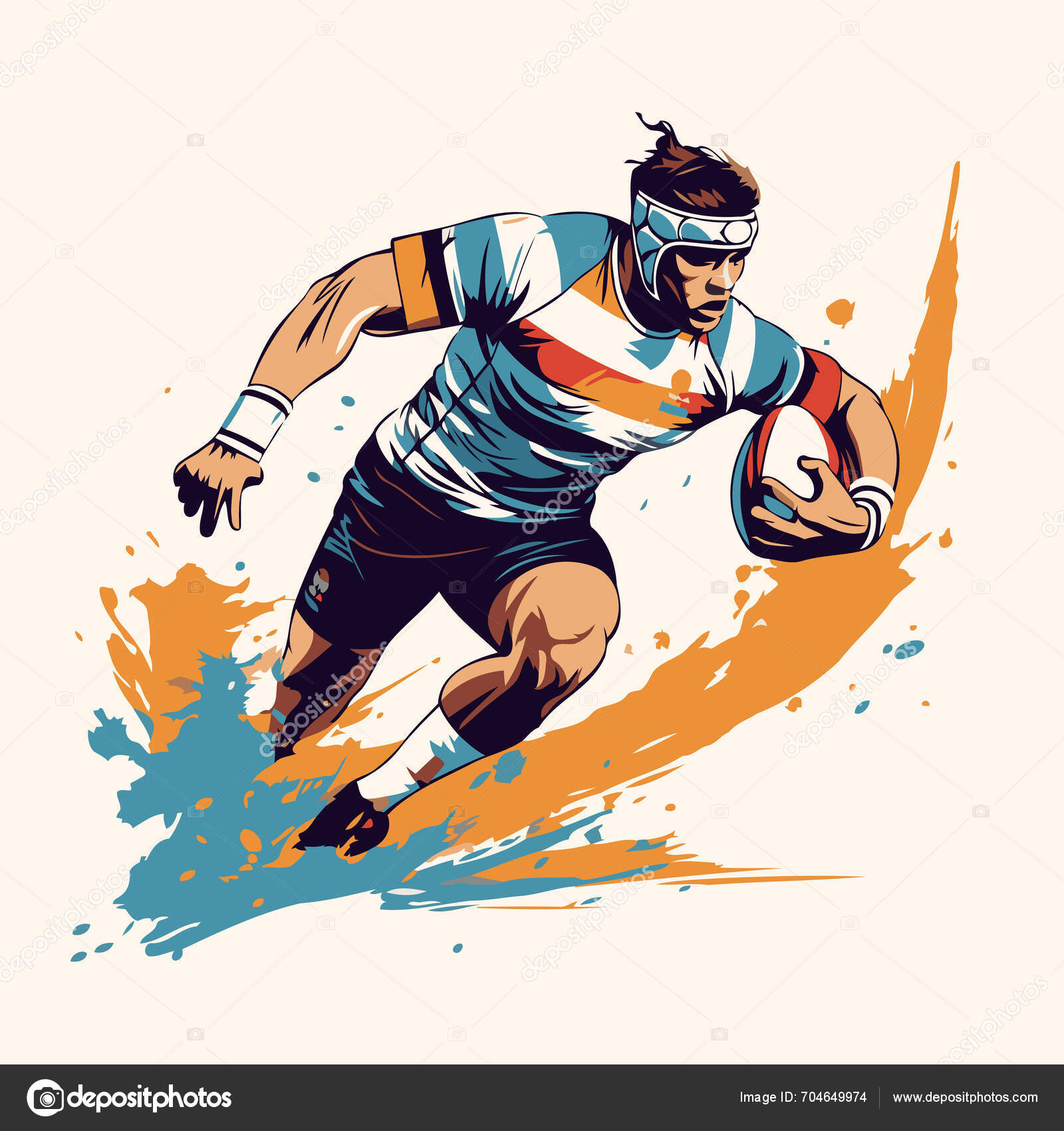 Rugby Player Ball Action Vector Illustration Stock Vector by ©Flatart ...