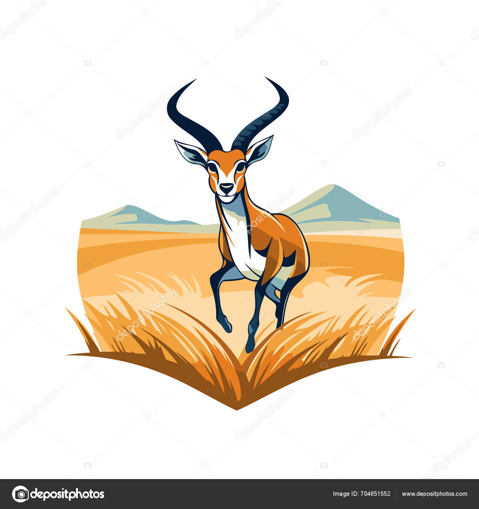 Imagen Vectorial Una Gacela Sobre Fondo Blanco Campo Vector de stock ...