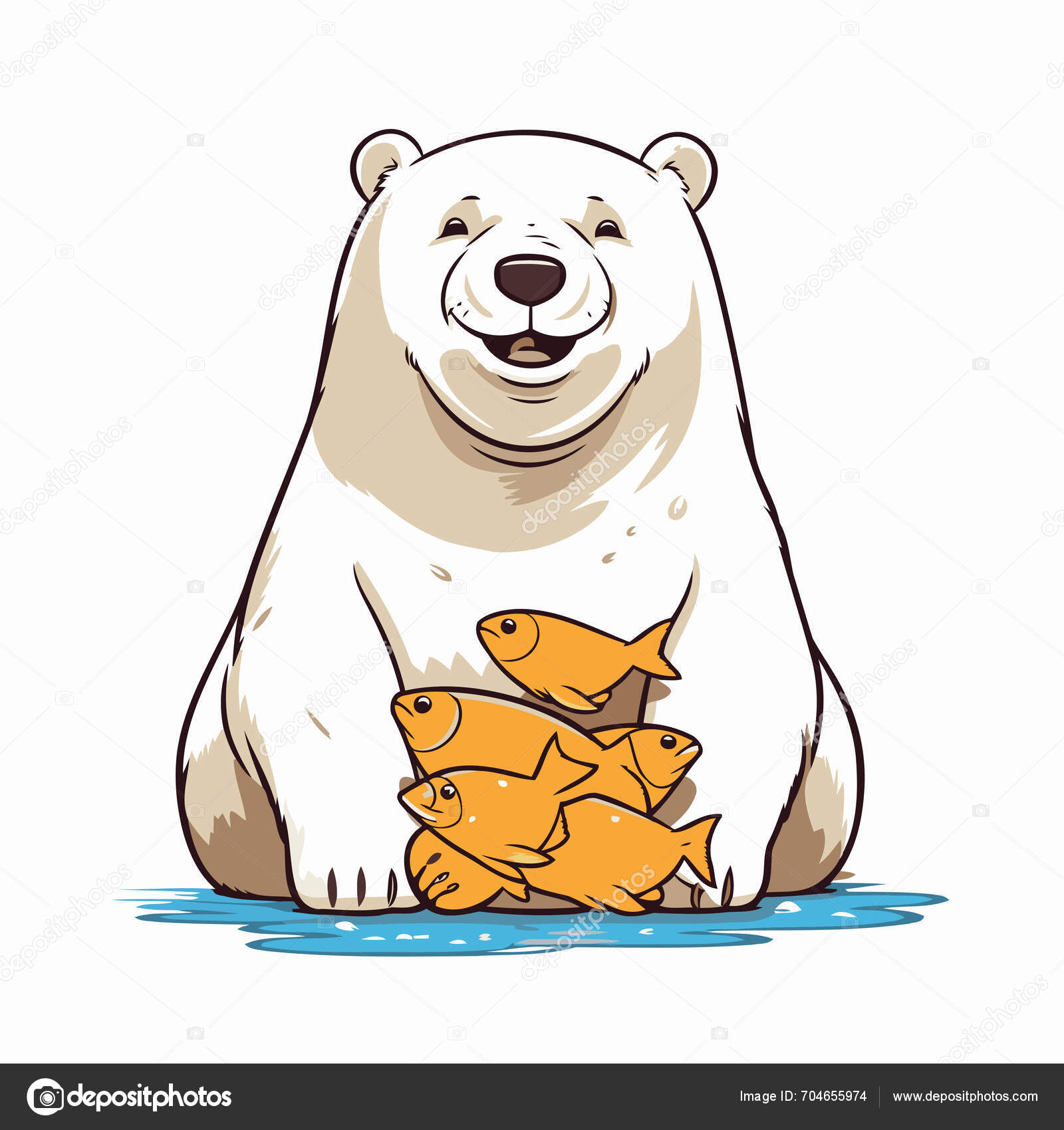 Illustration Polar Bear Fish White Background Stock Vector by ©Flatart ...
