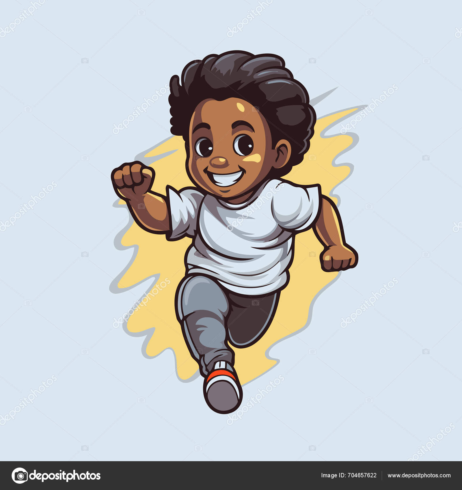 Rapaz Afro Americano Giro Correr Ilustração Vetorial Menino Negro ...