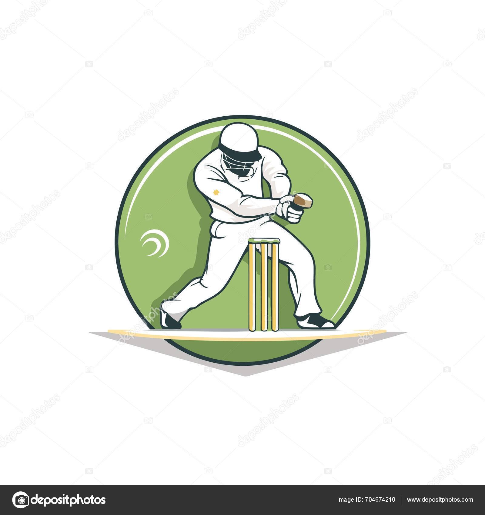 Cricket Player Hitting Ball Bat Vector Illustration Stock Vector by ...