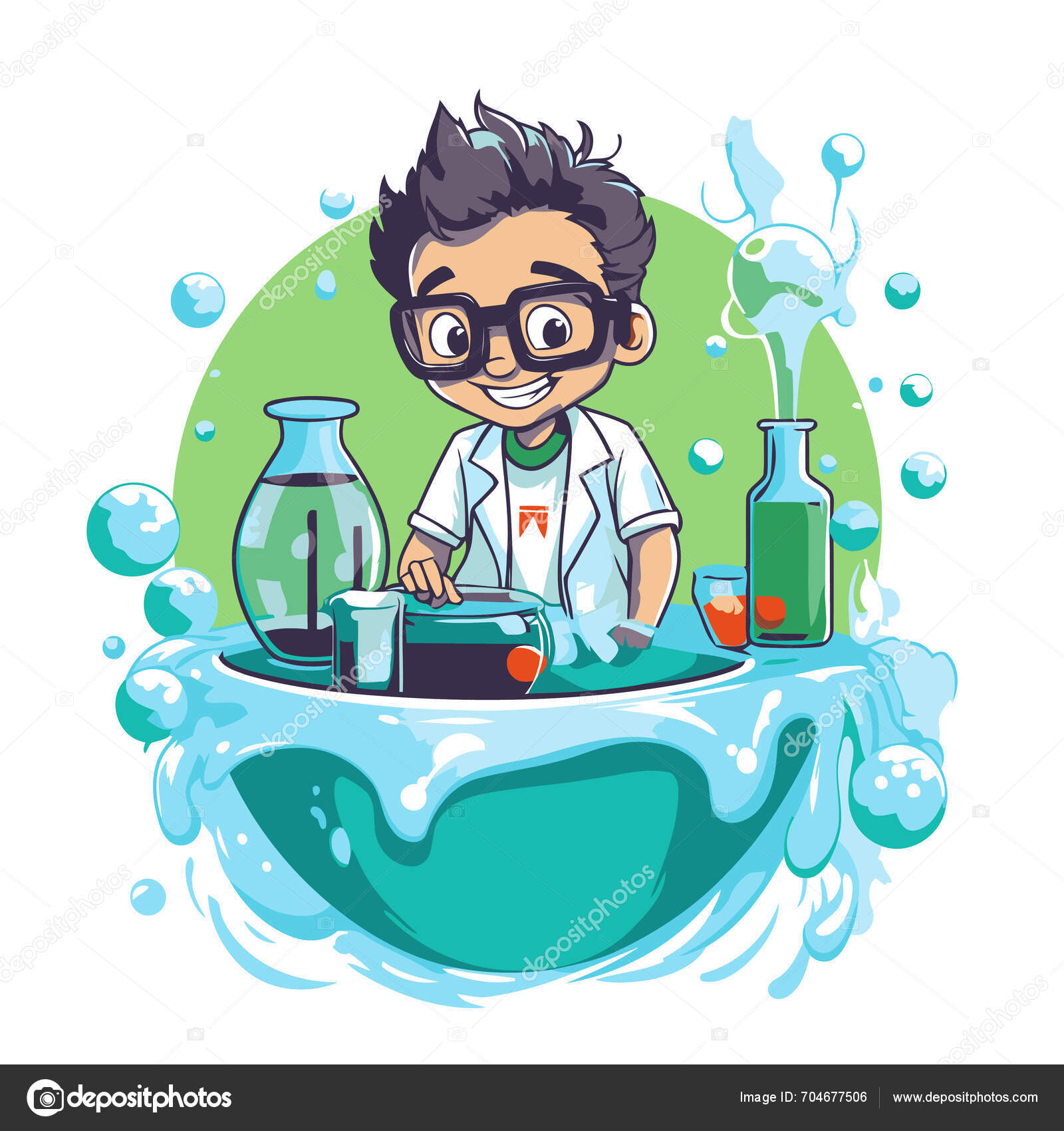 Cartoon Scientist Flask His Hand Vector Illustration Stock Vector by ...