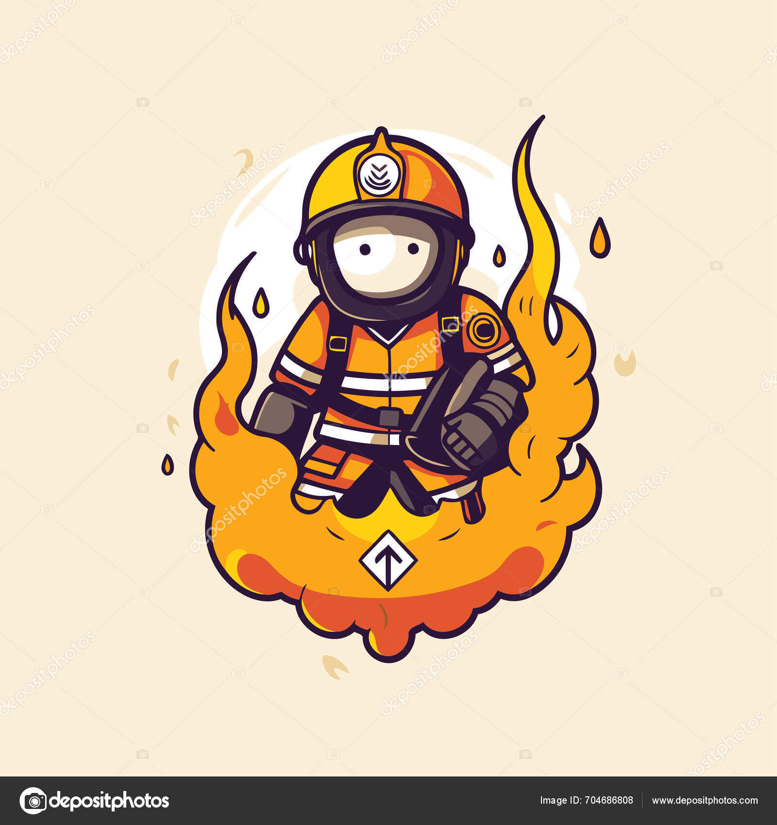 Firefighter Mascot Logo Vector Illustration Fire Fighter Mascot Logo ...
