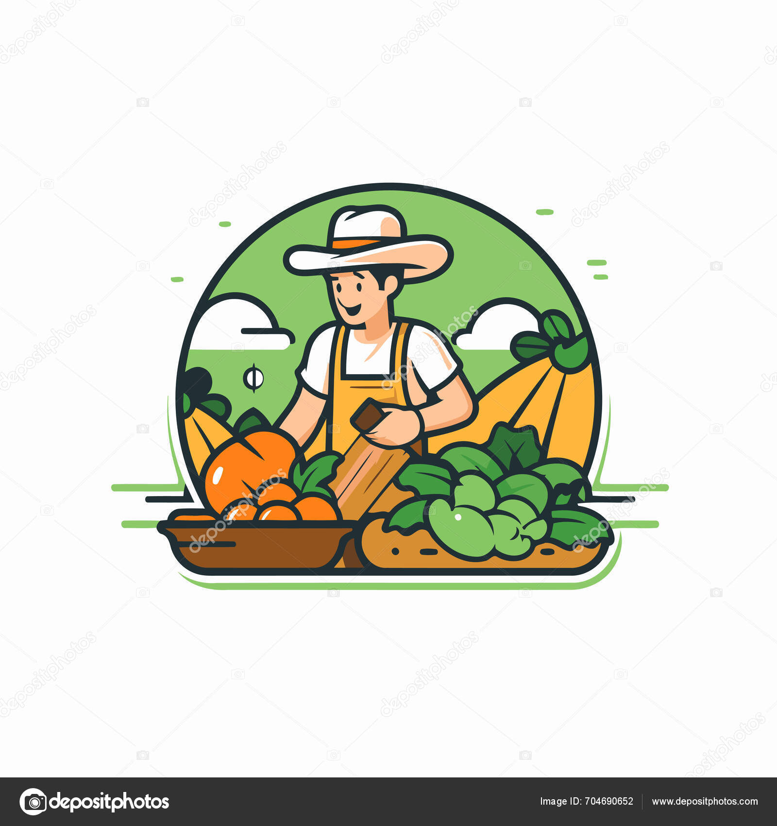 Farmer Vegetables Field Vector Illustration Flat Style Stock Vector by ...