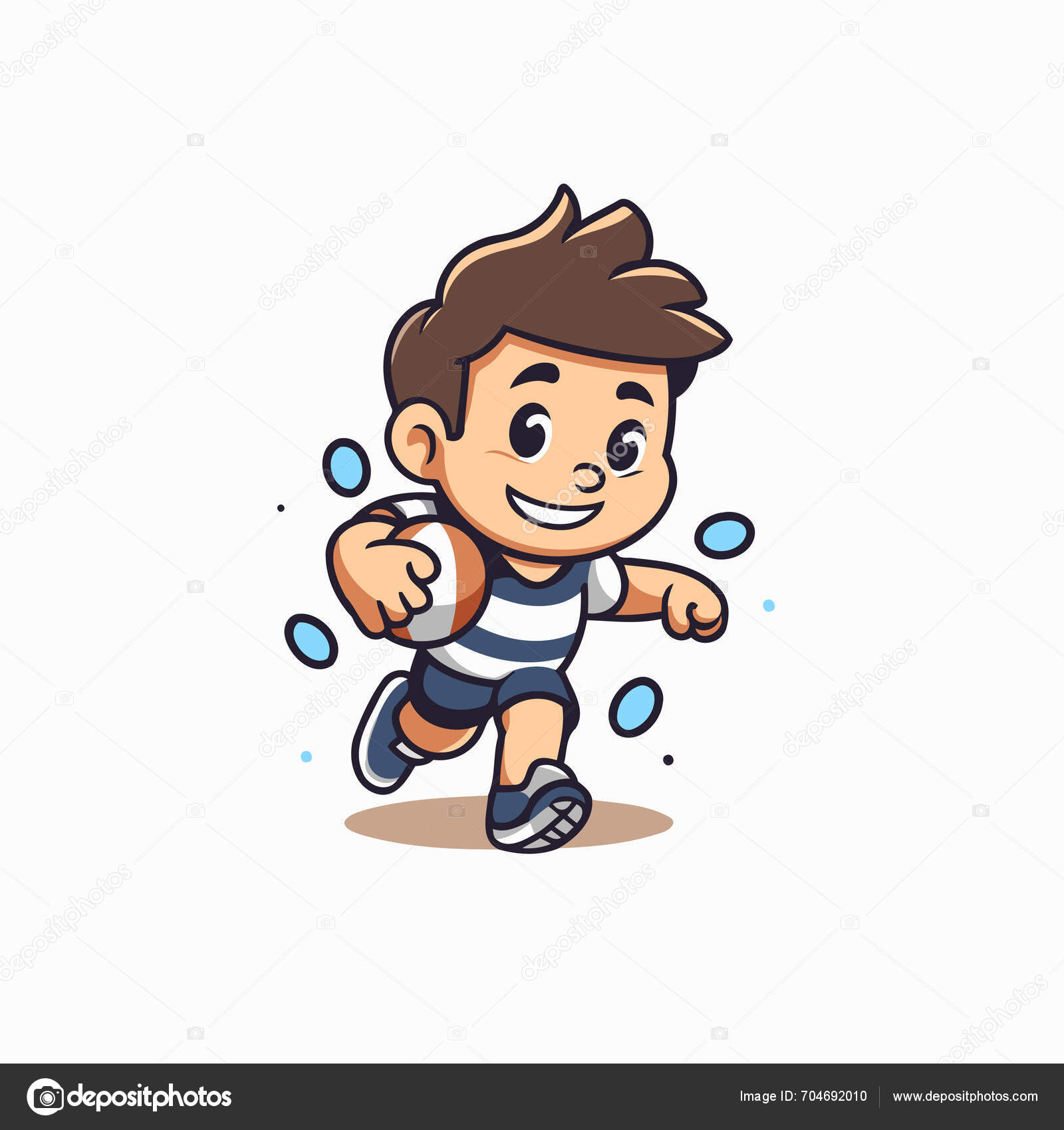 Cute Little Boy Running Cartoon Vector Illustration White Background ...