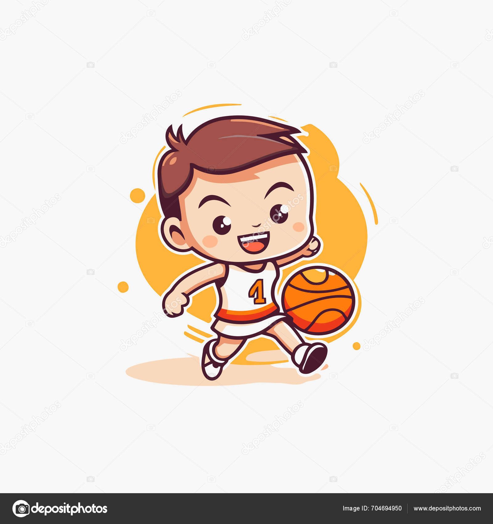 Rapaz Giro Jogar Basquetebol Ilustração Vetorial Desenho Personagens ...