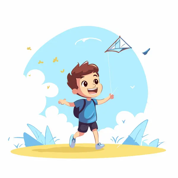 Niño volando papalote Imágenes Vectoriales, Gráfico Vectorial de Niño ...