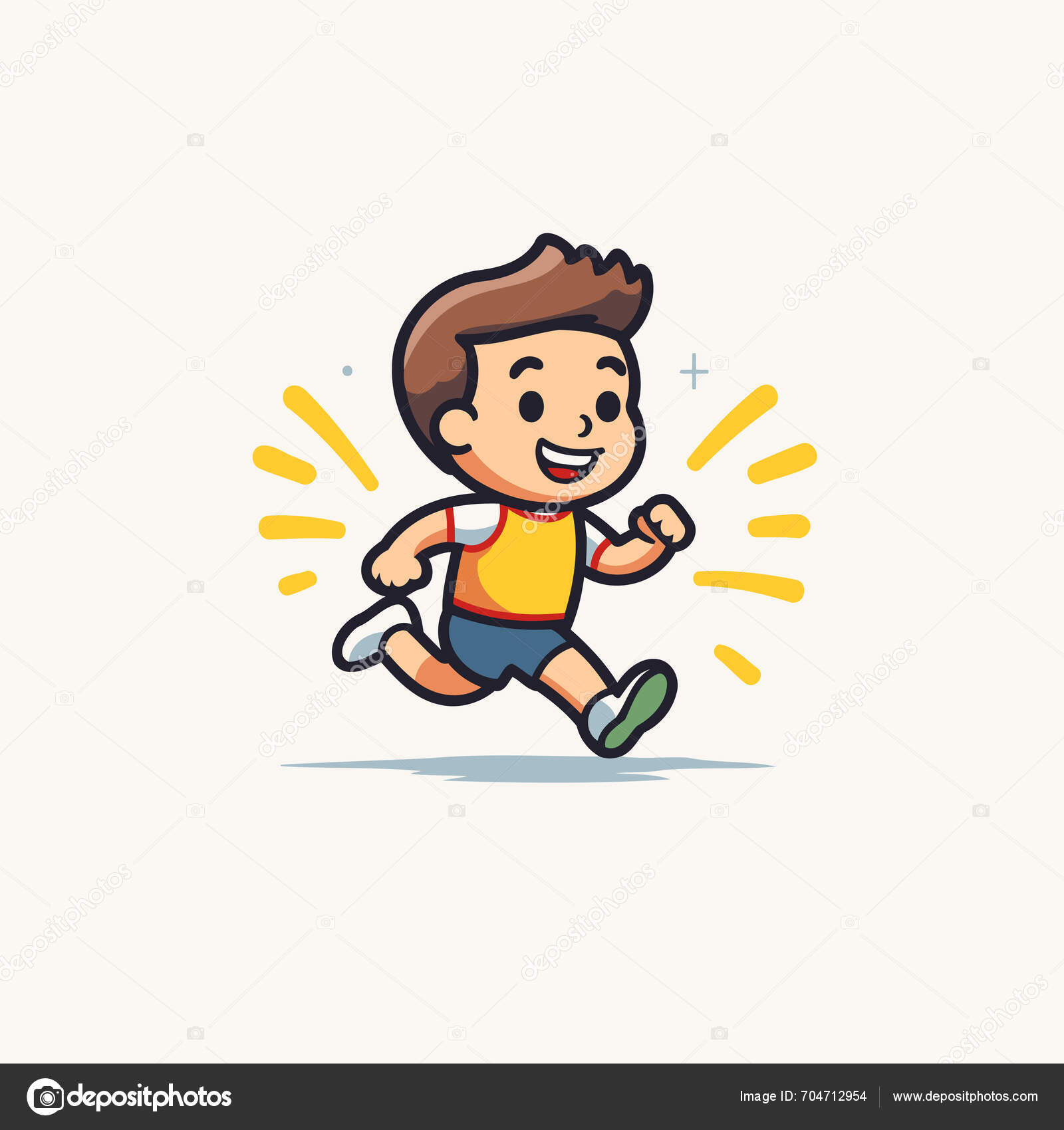 Running Boy Flat Design Style Vector Illustration Isolated White ...