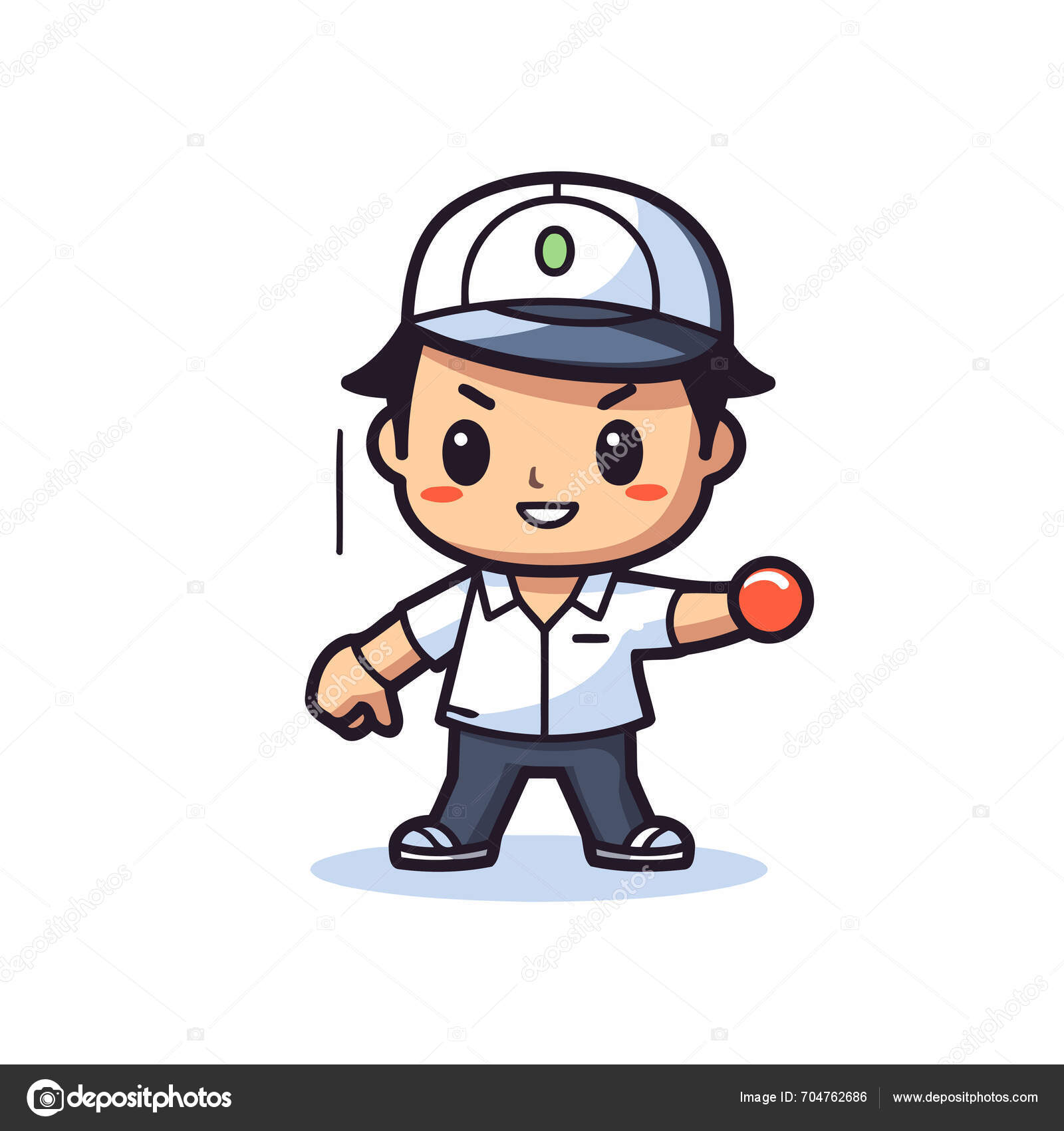 Cricket Player Mascot Character Design Vector Illustration Stock Vector ...