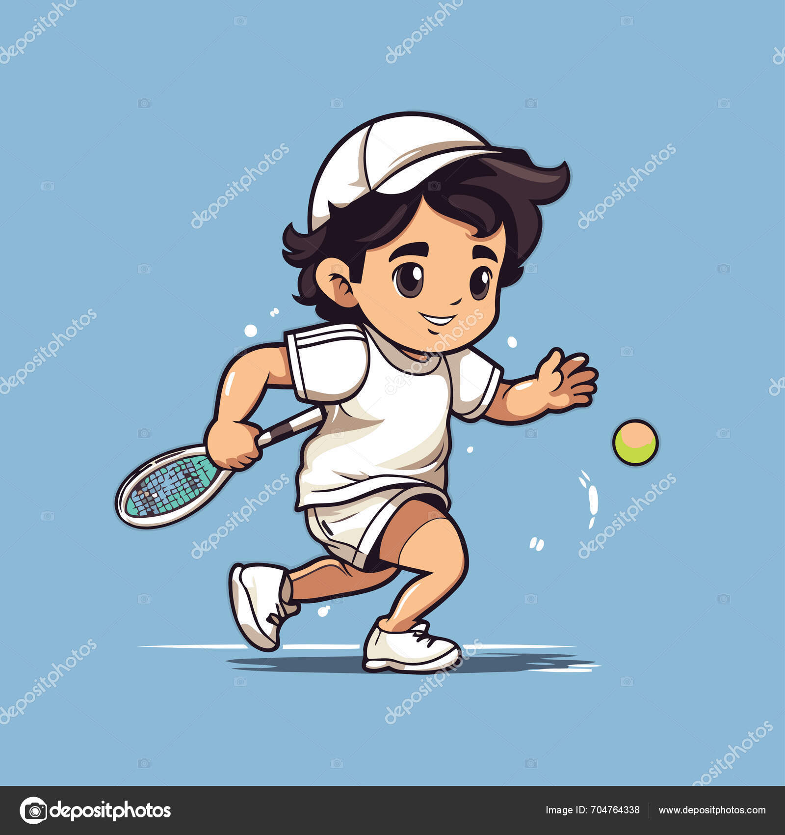 Cartoon Tennis Player Vector Illustration Boy Playing Tennis Stock ... Cartoon Tennis Player Vector Illustration Boy Playing Tennis Stock ...
