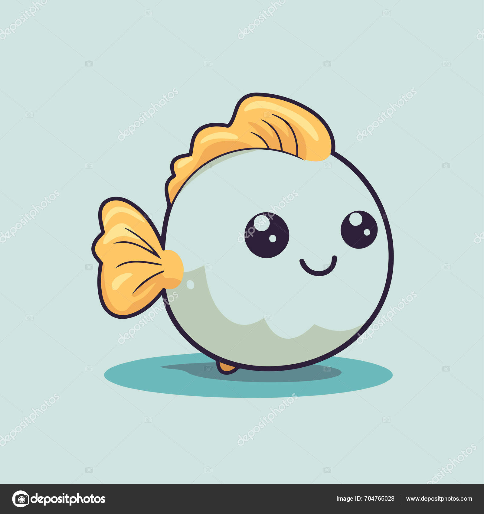 Image vectorielle Mignon Personnage Poisson Kawaii Illustration ...