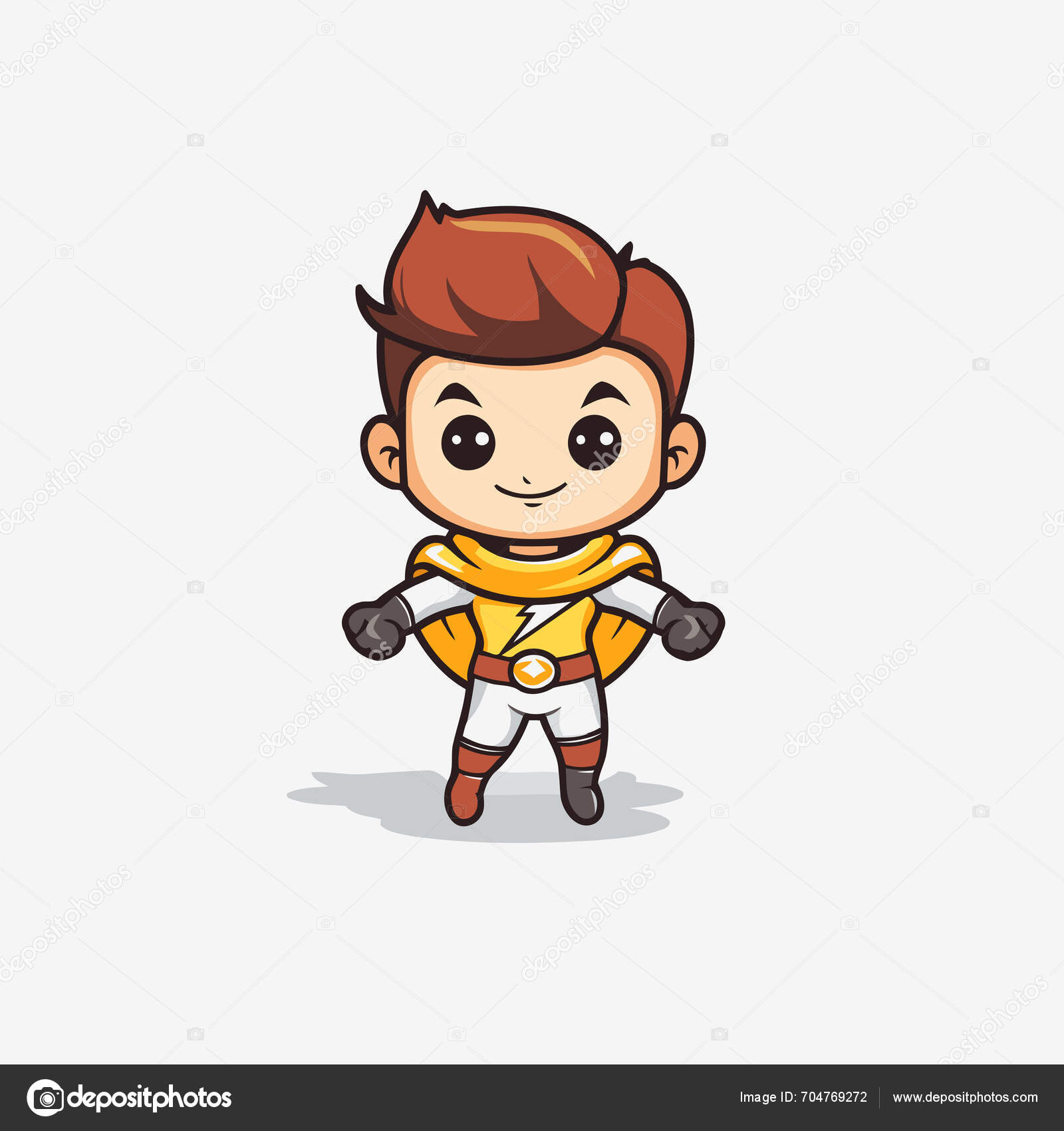 Cute Cartoon Boy Character Superhero Costume Vector Illustration Stock ...