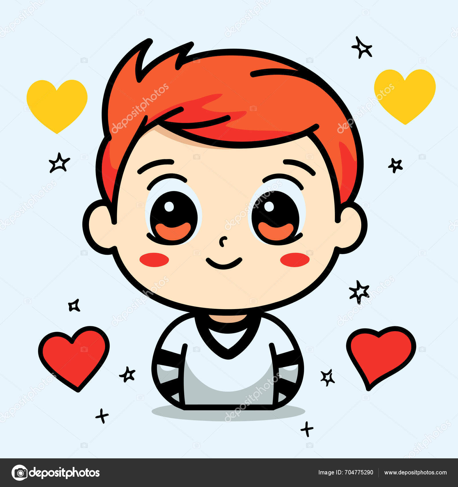 Image vectorielle Joli Garçon Aux Cheveux Roux Illustration Vectorielle ...