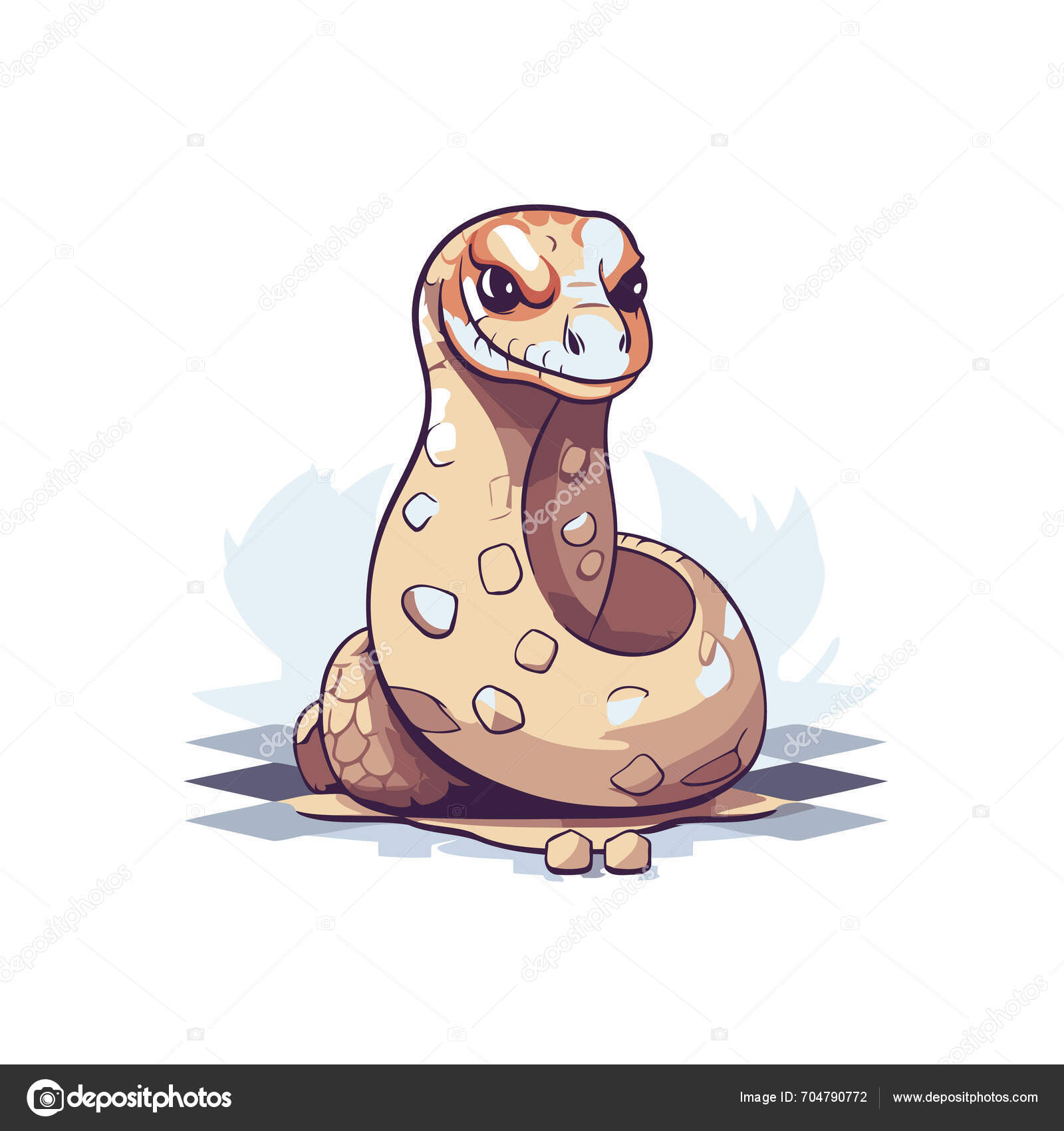 Kartun Ular Yang Lucu Ilustrasi Vektor Diisolasi Pada Latar Belakang ...