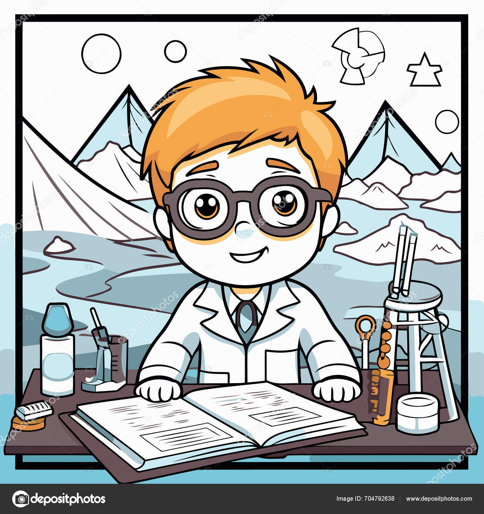 Ilmuwan Pria Kartun Yang Lucu Lab Vektor Ilustrasi Dari Anak Vektor ...