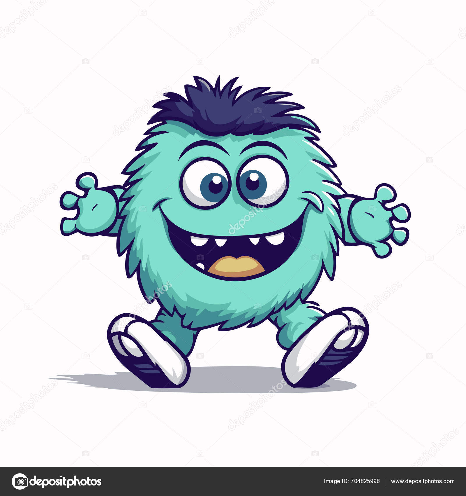 Funny Cartoon Monster Running White Background Vector Illustration ...