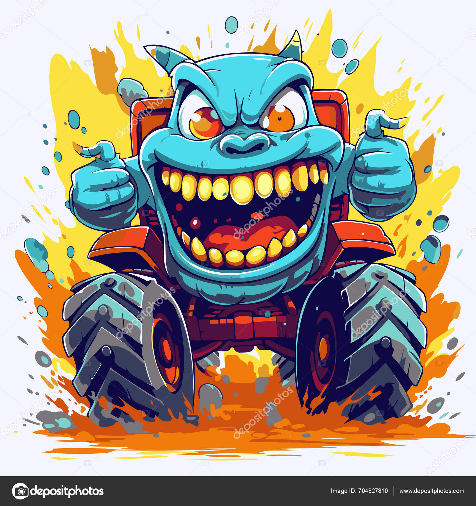 Cartoon Monster Big Teeth Vector Illustration Your Design Stock Vector ...