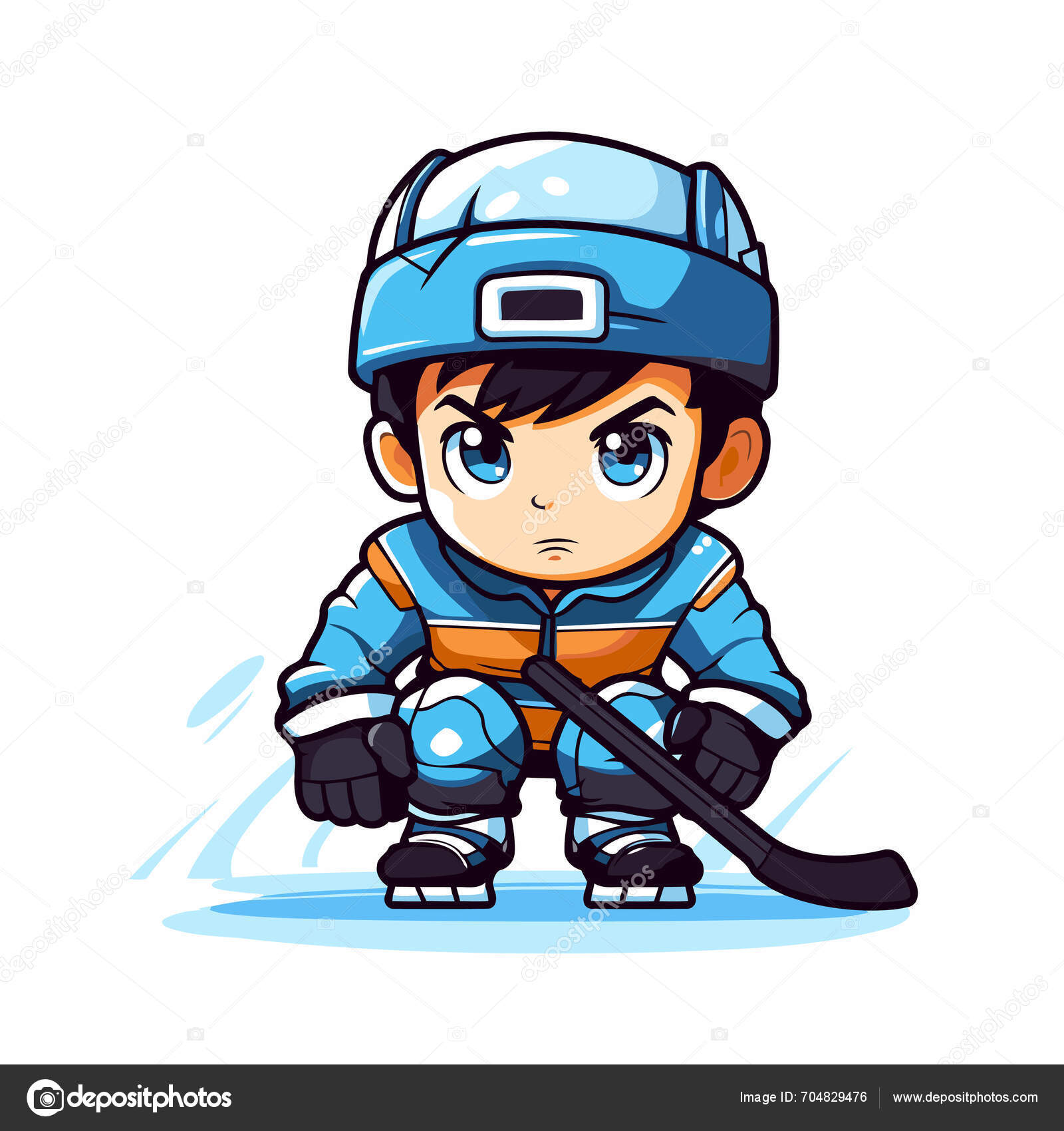 Pemain Hoki Kartun Ilustrasi Vektor Diisolasi Pada Latar Belakang Putih ...