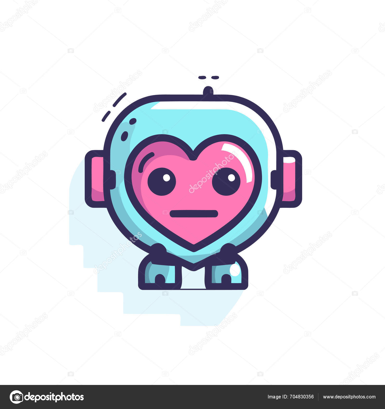 Lindo Robot Con Corazón Ilustración Vectorial Estilo Plano Dibujos ...