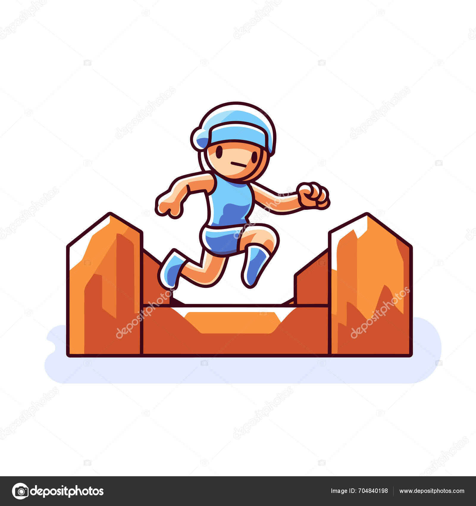 Kartun Berjalan Atas Rintangan Ilustrasi Vektor Datar Terisolasi Vektor ...