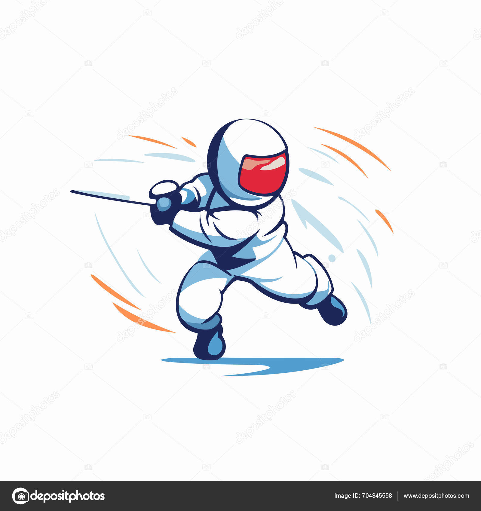 Astronaut Flying Sword Vector Illustration White Background Stock ...