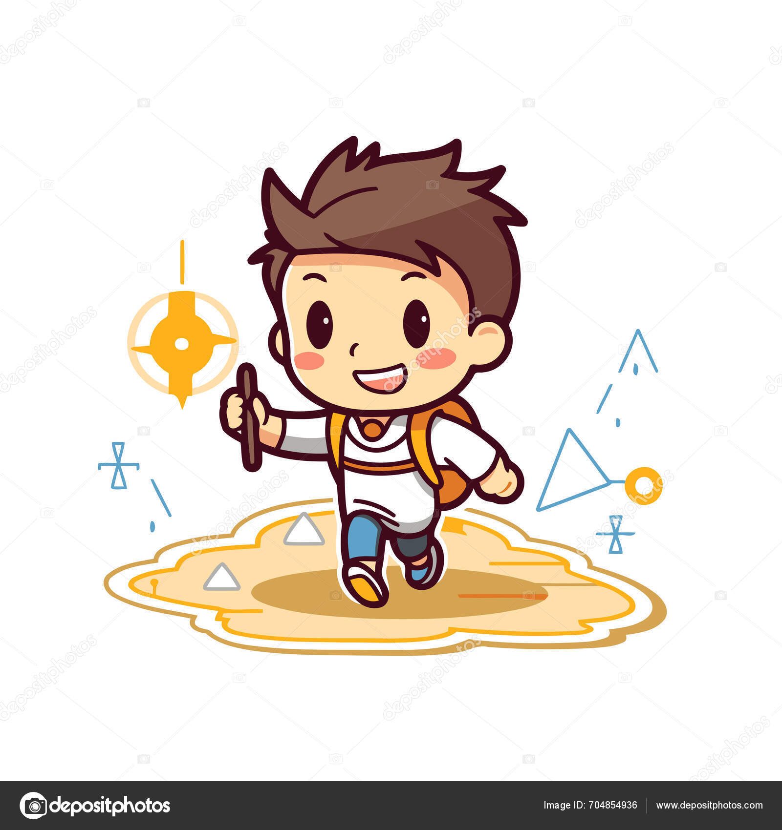 Rapaz Giro Brincar Areia Ilustração Personagem Desenho Animado Vetorial ...