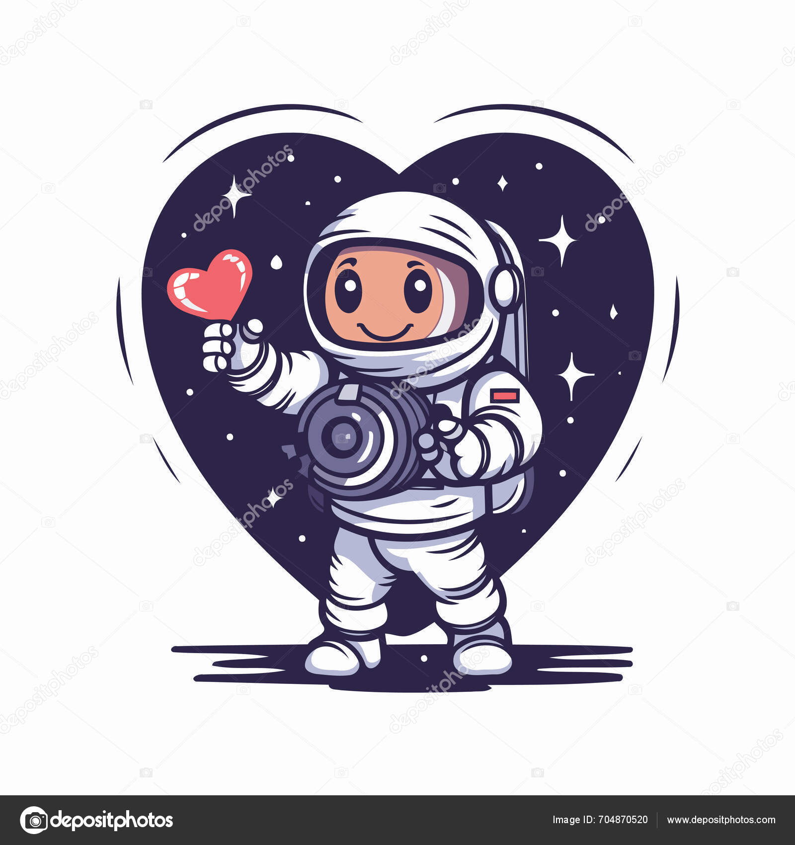 Astronaut Heart His Hand Vector Cartoon Illustration Stock Vector by ...