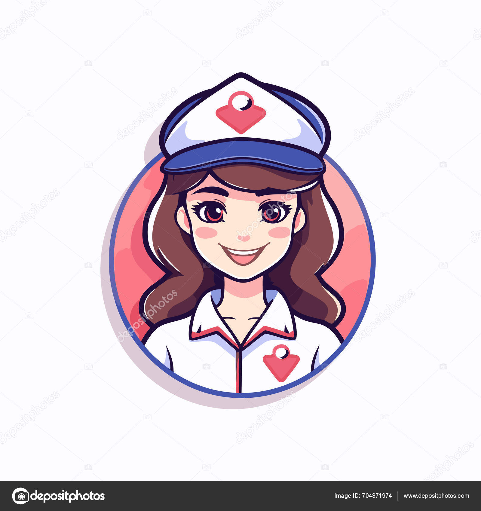 Perawat Kartun Yang Lucu Dengan Topi Dan Seragam Ilustrasi Vektor ...