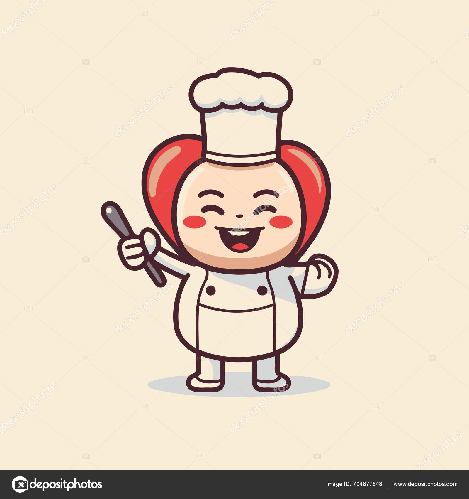 Image vectorielle Mascotte Chef Mignon Cartoon Design Caractère ...