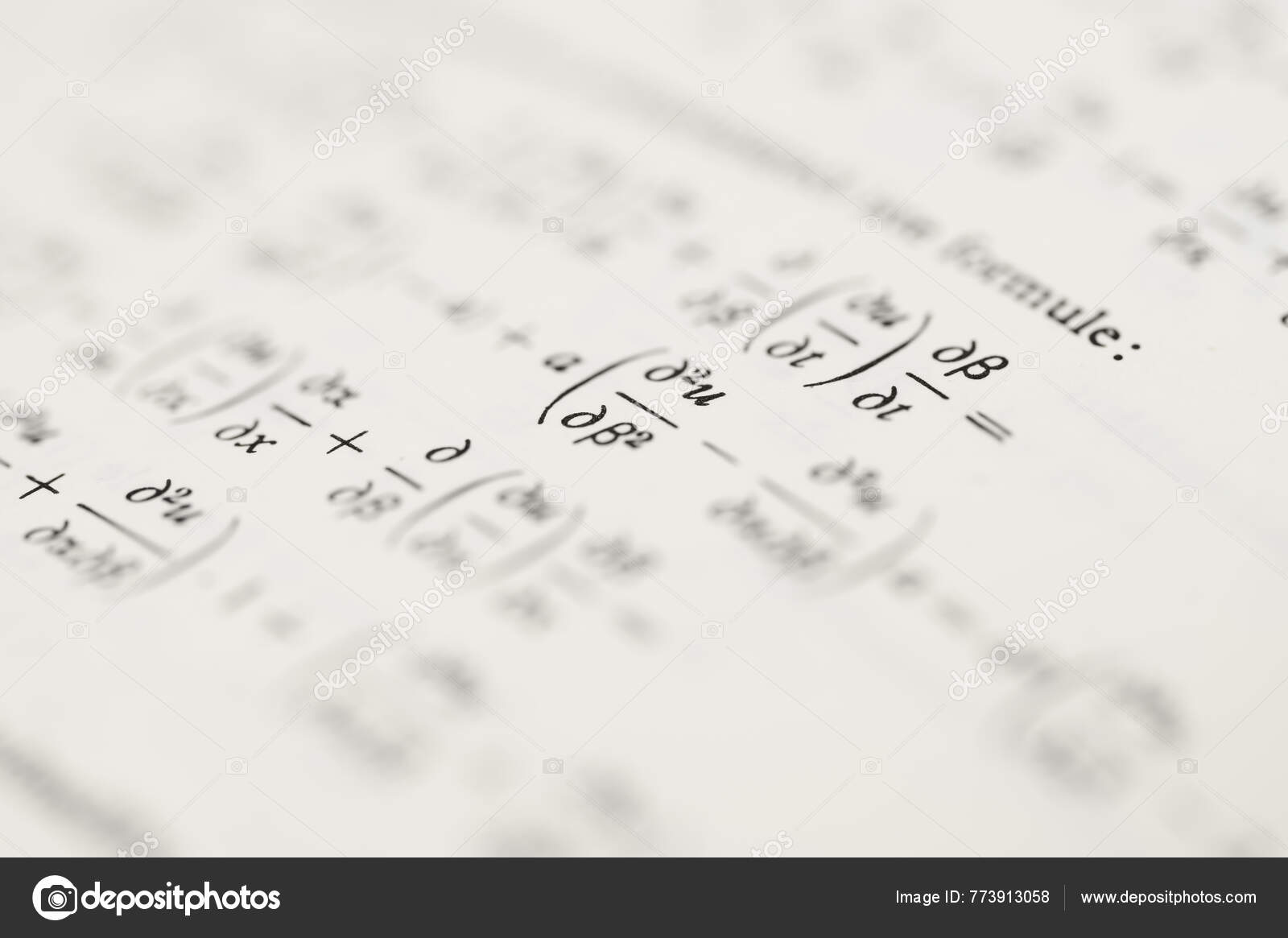 Mathematical Equations Derivatives White Page Highlighting Advanced ...
