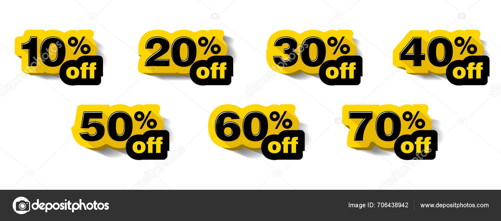 Percent Stickers Set Discounts Numbers Vector Transparent Background ...