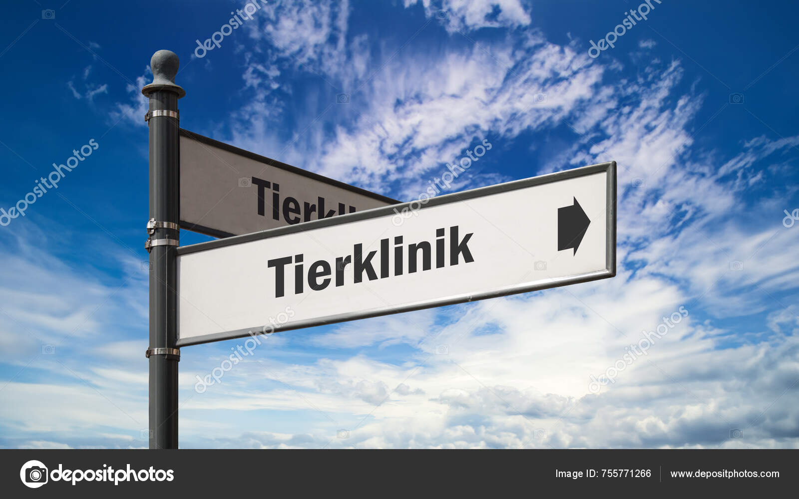 Image Signpost German Pointing Direction Veterinary Clinic — Stock ...