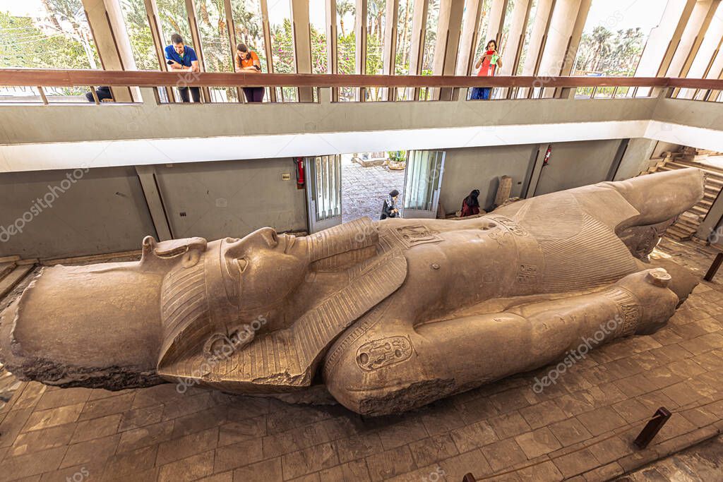 Memphis, Egypt - November 14, 2021: Statue of Ramses II in the ancient ...