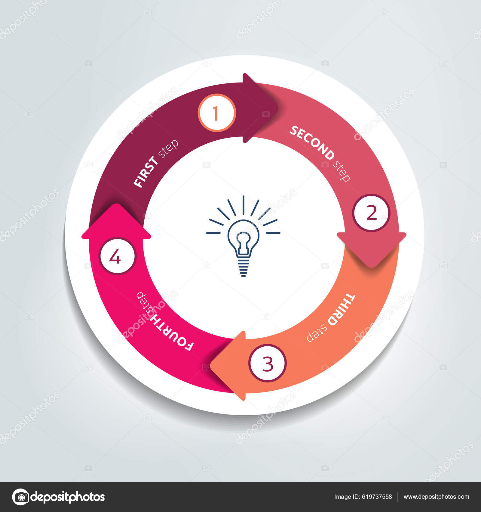 Circle Divided Four Parts Arrows Template Scheme Diagram Chart Graph ...