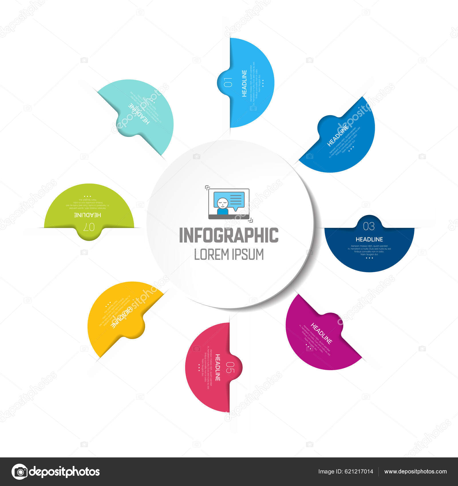 Cirkel Infografisk Skabelon Rundt Netdiagram Graf Præsentation Diagram ...