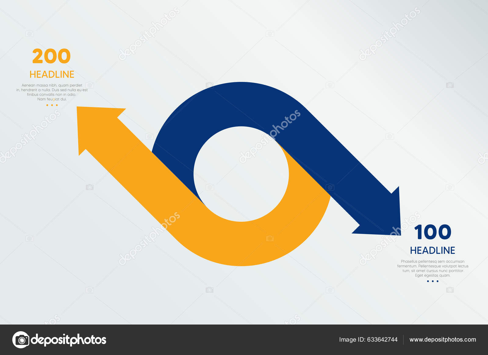 Arrow Infographic Scheme Chart Circle Divided Two Arrows Stock Vector ...