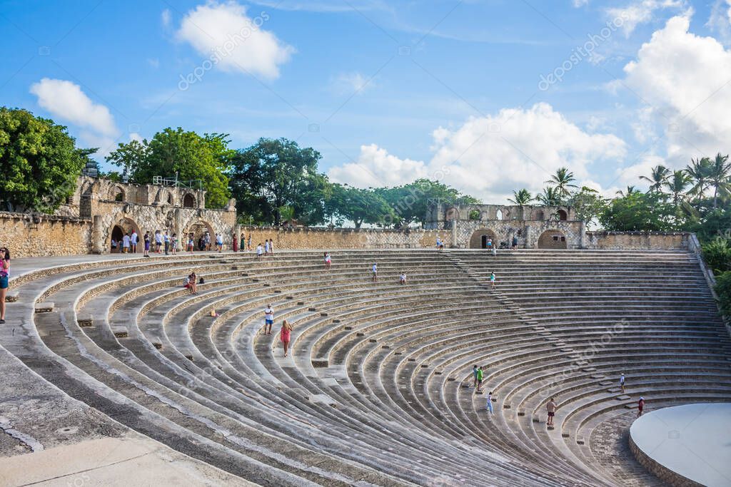Dominican Republic. 20 NOVEMBER 2021 Amphitheater in ancient village ...