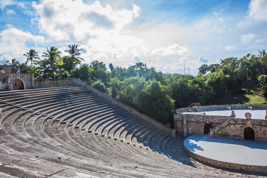 Dominican Republic. 20 NOVEMBER 2021 Amphitheater in ancient village ...