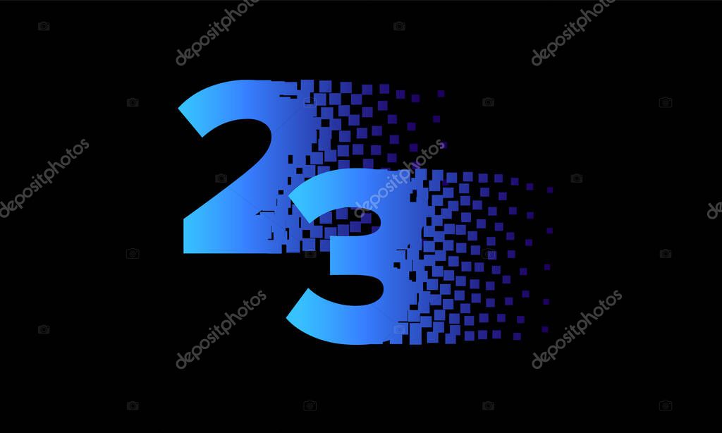 Número 23 vector ilustración moderna. Letras digitales de píxeles con ...