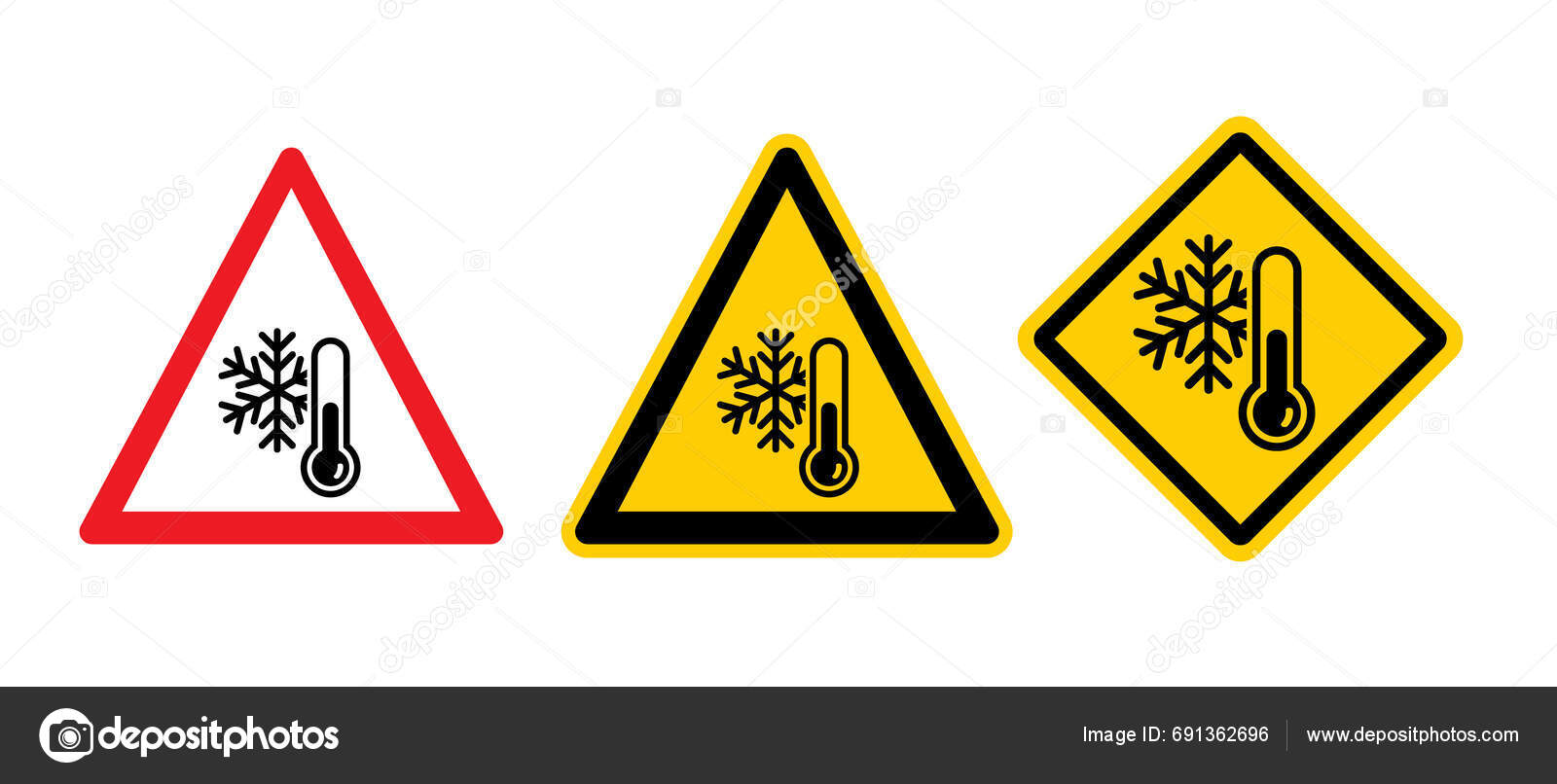 Caution Winter Concept Beware Very Cold Temperature Signboard Weather ...