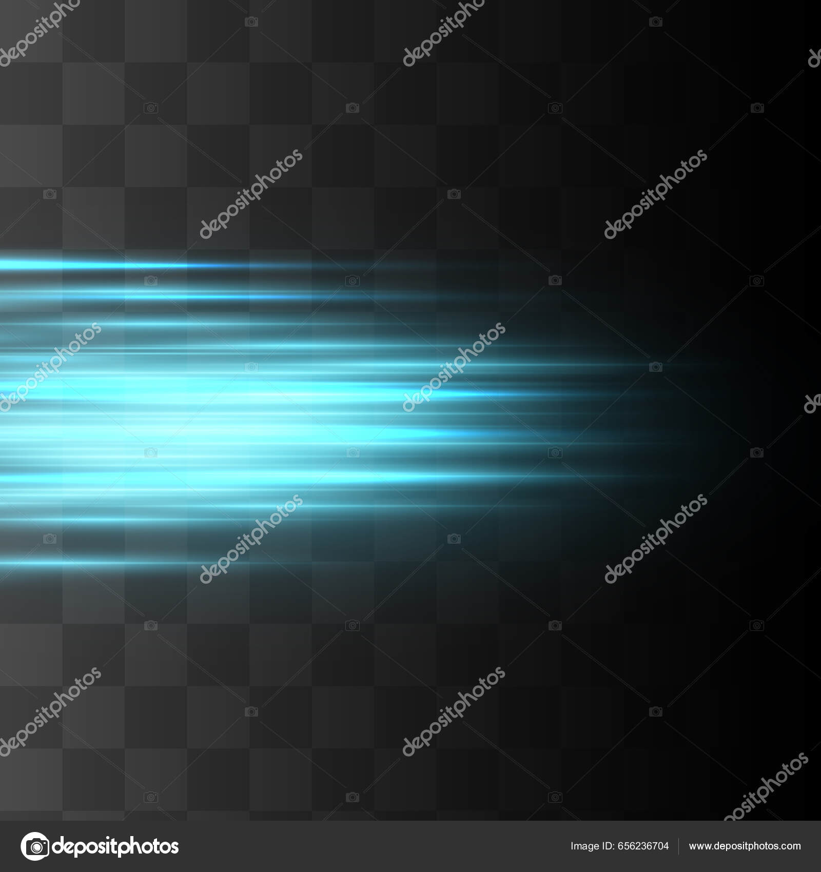 Abstract Blue Laser Beam Transparent Isolated Black Background Vector ...