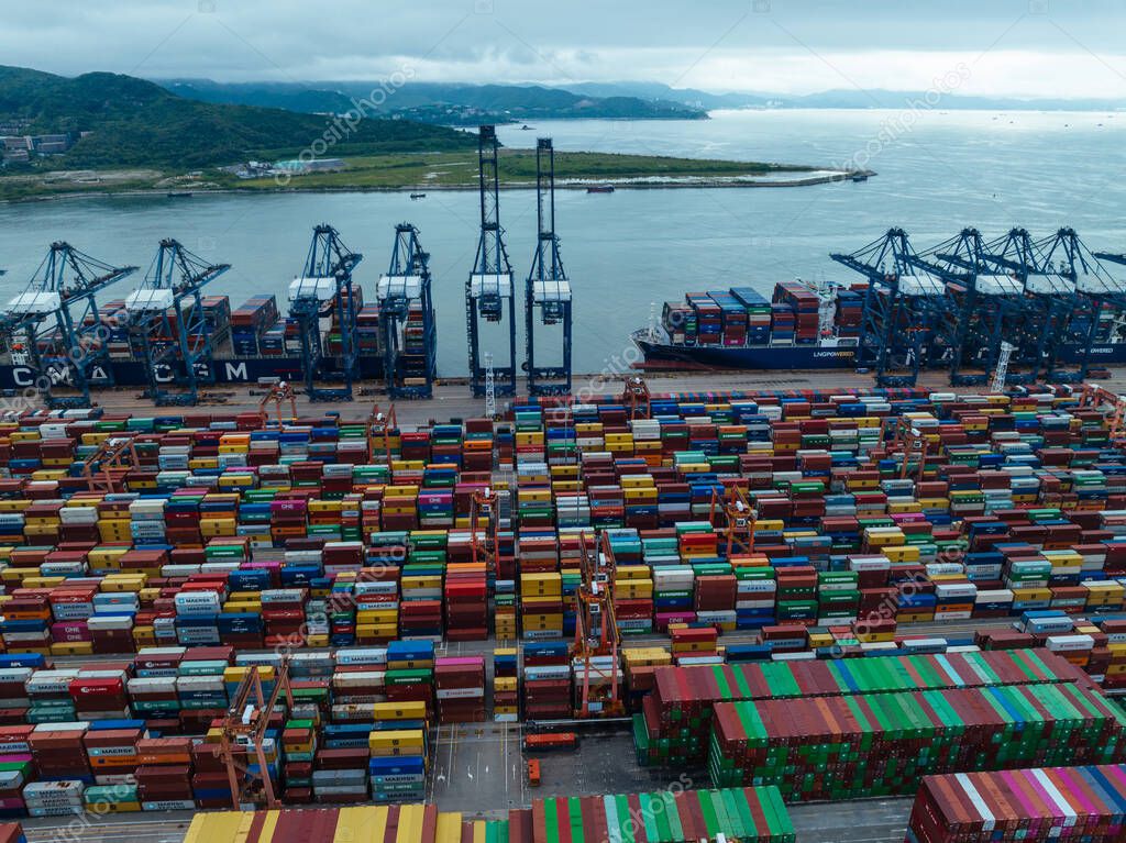 Shenzhen, China - Circa 2022: Vista aérea del puerto de Yantian en la ...