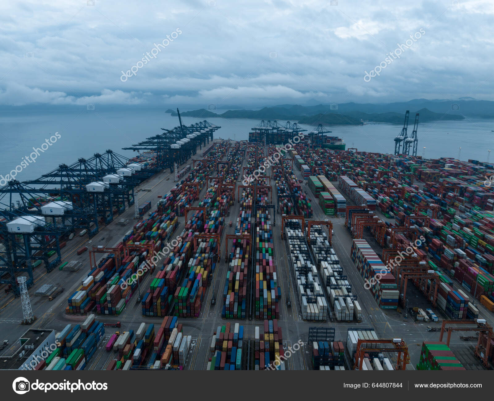Shenzhen China Circa 2022 Vista Aérea Paisagem Porto Yantian Cidade ...