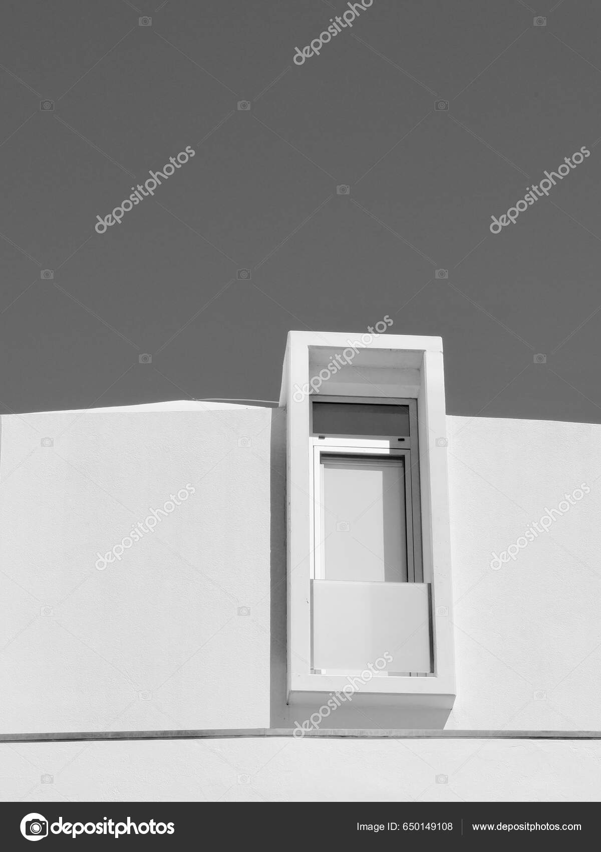 Simple Lines Modern Window White Facade View Portugal Vertical Black ...