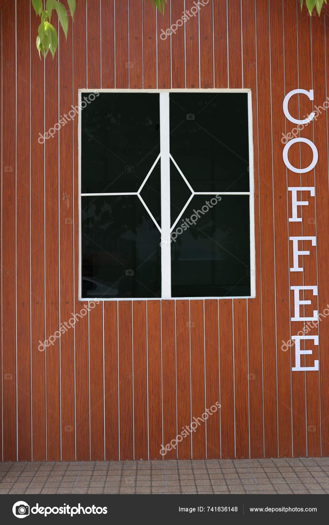 Window Coffee Shop Black Glass White Coffee Letters Wall Your — Stock ...