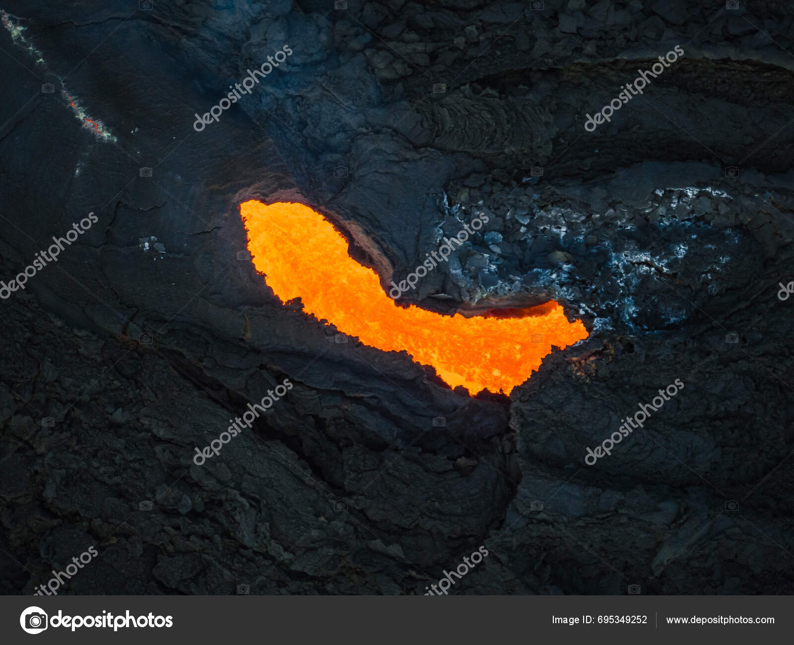 Boiling Red Hot Magma Fast Flowing Lava Tubes Layer Black Stock Photo ...